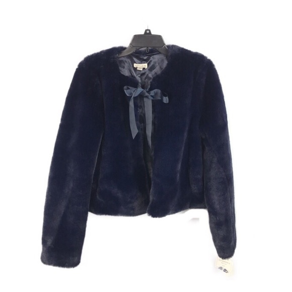 Maison Jules | Jackets & Coats | Maison Jules Blue Faux Fur Open Front ...